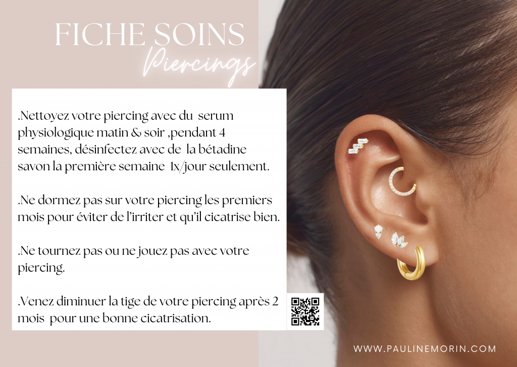 Fiche soins piercings – PaulineMorin.com